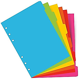 Filofax B1326186, 6-tab index Organizer Refill, A5 Size, Bright colors, Blank (B132618)