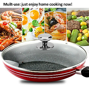 Glass Lid for 12 in Frying Pan, Tempered Replacement Top for 12 inches Cookware, Skillets, Stainless Steel Pans &Pots, Cast Iron, Cast Aluminium Pans, Dutch Ovens 30 cm