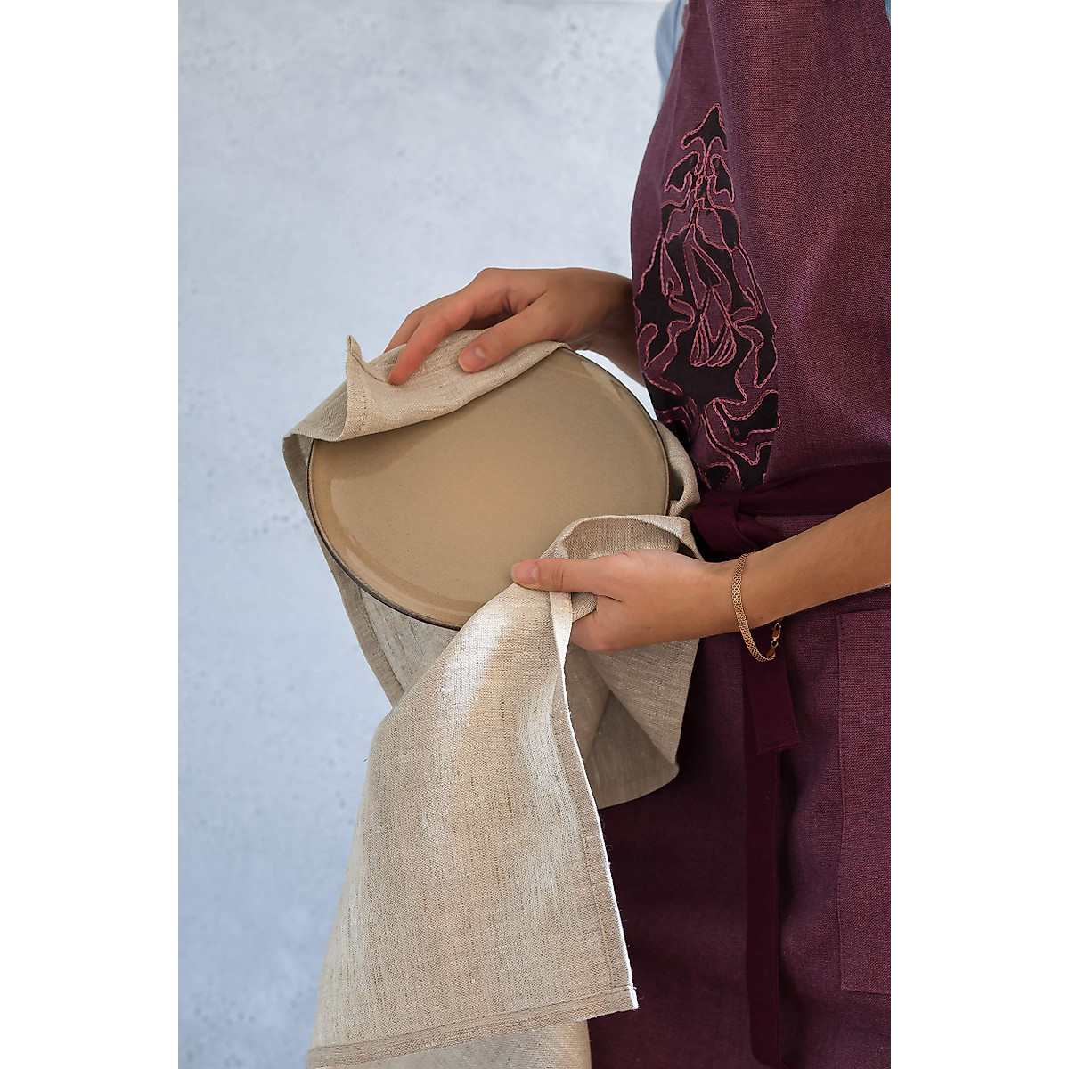 Harmony Idea Linen Kitchen Towels. Natural Absorbent Dish Towel, 100% European Flax - 18" x 28"(Set of 2) (Grey)