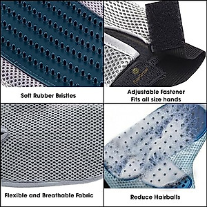 SunGrow Ferret & Cat Deshedding Glove Brush, Protect Hand from Hen Peck for Chicken Egg Collection, For Long & Short Fur, Adjustable Wrist Strap