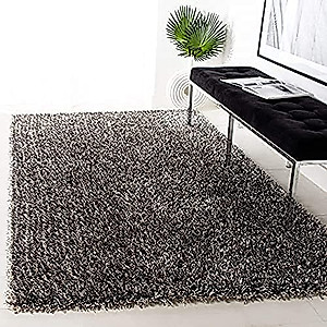 SAFAVIEH New Orleans Shag Collection 4' x 6' Platinum / Ivory SG531 Handmade 1.6-inch Thick Area Rug