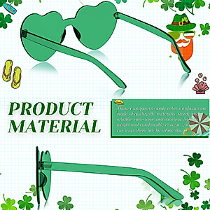 TOODOO 10 Pairs Heart Shaped Sunglasses Rainbow Sunglasses Candy Color Rimless Glasses for Women Girl Party Favor(Green)