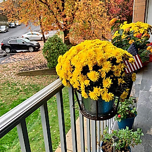 Hanging Flower Pot Holder, Iron Art Hanging Railing Planters Hanging Baskets Flower Pot Holder Over The Rail Metal Fence Planters Assemble Plant Racks for Patio Balcony Porch Fence (2 Pack)