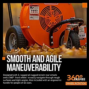 SuperHandy Walk Behind Leaf Blower, Wheeled Manual-Propelled, 7HP 212cc, 4 Stroke, Wind Force of 200 MPH / 2000 CFM at 3600RPM