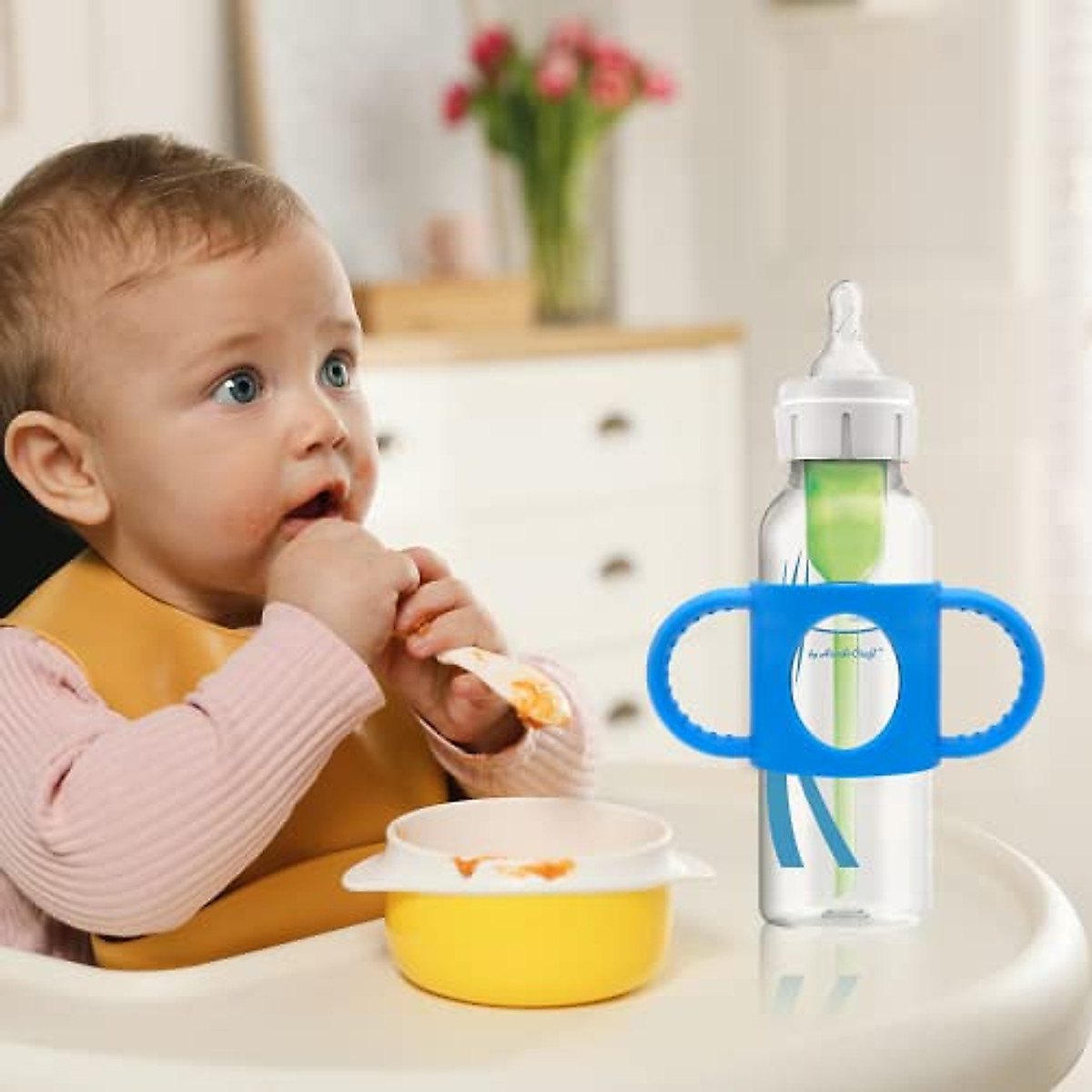 3 Pack Bottle Handles for Dr Brown Baby Bottles, Soft Silicone Narrow Baby Bottles Handles for Easy Grip Handles to Hold Their Own Bottle