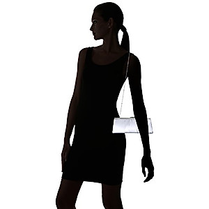 Jessica McClintock Blaire Womens Satin Frame Evening Clutch Bag Purse With Shoulder Chain Included, Silver