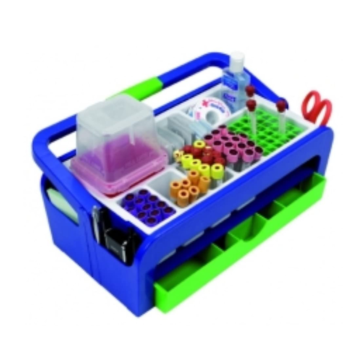 Heathrow Scientific HS2200B Blood Collection Tray with Drawer and Folding Handle, Lightweight, Disposable Inserts Included
