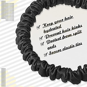 9 Pieces Silk Hair Ties Silk Hair Scrunchies Skinny Silk Scrunchies Pure Silk Ponytail Holder Silk Hair Accessories for Women Girls 9 Colors (Black,Classic Style)