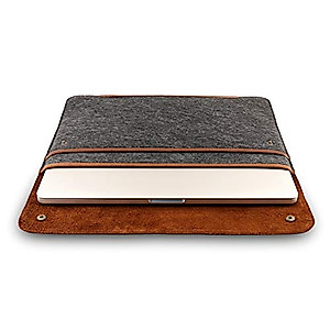 MegaGear Genuine Leather and Fleece MacBook Bag Laptop Sleeve for MacBook Pro and MacBook Air Case - 16 Inch - 15 Inch - 15.5 Inch (M4, M3, M2, M2, M1, Pro & Max) 2020 to 2024 Models