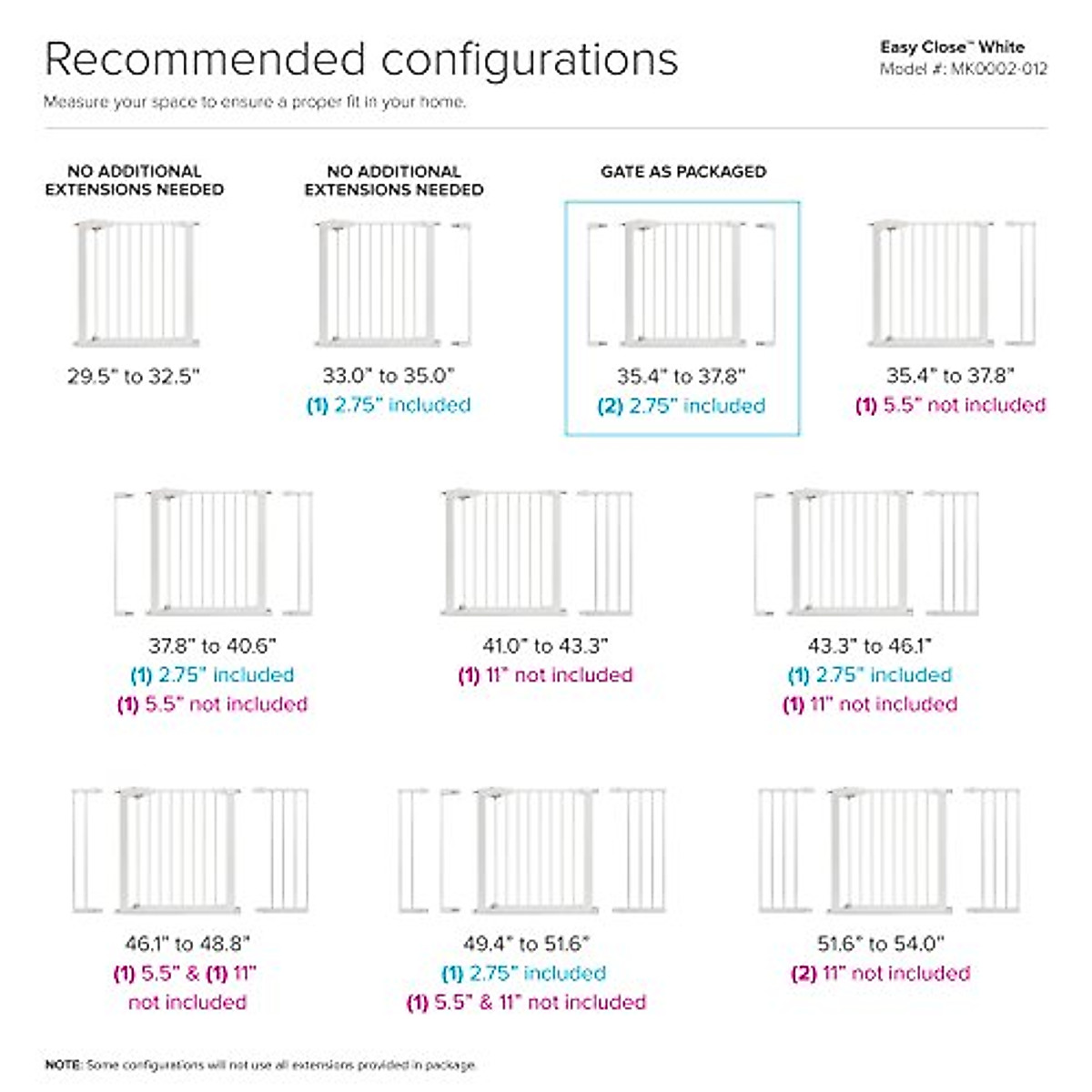 Munchkin® Baby Gate Extension, White, 2.75", Model MK0079