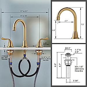 Gold Bathroom Faucet, ARCORA 8 Inch Widespread Bathroom Faucet 3 Hole, 2 Handles Bathroom Sink Bathroom with Drain Assembly, Brushed Gold Faucet for Bathroom Sink
