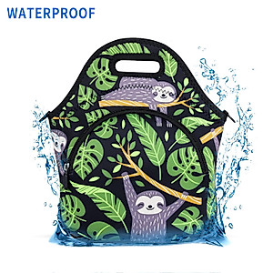 Violet Mist Neoprene Lunch Bag Tote Reusable Insulated Lunch Box with Adjustable Shoulder Strap&Pocket for Women,Men,Adults