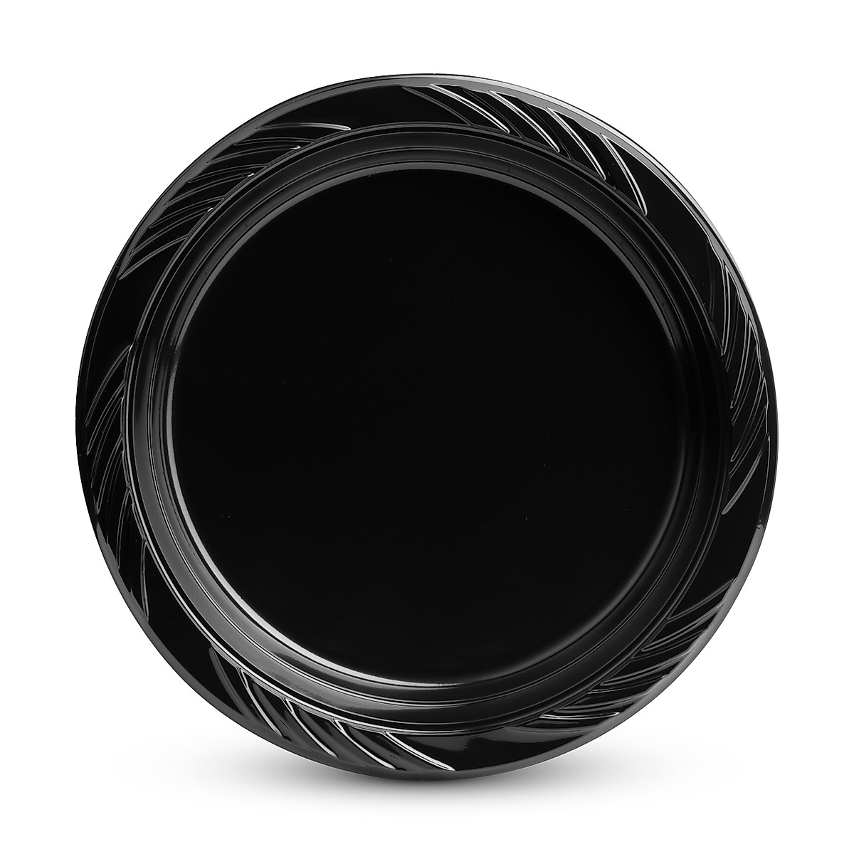 Munfix 200 Black Plastic Plates Set - 9 Inch Plastic Dinner Plates, Disposable Plates Bulk Pack, Party Plates for BBQ, Picnic, Parties, Travel and Events, Microwavable Recyclable
