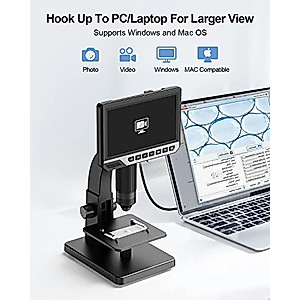 7'' LCD Digital Microscope 2000X Biological Lens & Digital Lens, Ankylin 12MP Coin Microscope for Error Coins, Remote Control, 10 LED Light, USB Soldering Microscope for Adults/Kids
