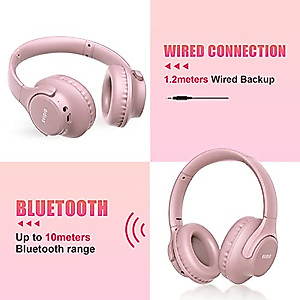 KVIDIO [Updated Bluetooth Headphones Over Ear, 65 Hours Playtime Wireless Headphones with Microphone,Foldable Lightweight Headset with Deep Bass,HiFi Stereo Sound for Travel Work Laptop PC Cellphone