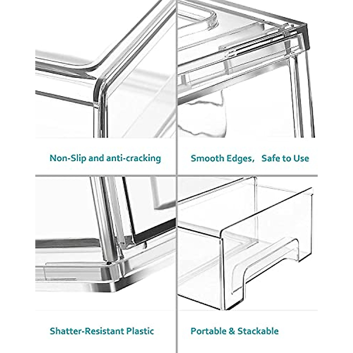 AYOTEE Medium Refrigerator Drawer Organizer Bins, 1 Pack Plastic Storage Drawers Stackable Refrigerator Organizer Bins, Clear Stackable Storage Bins with Drawers for Fridge, Freezers, Make-up
