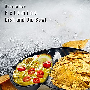 LUSHIG Chip and Dip Serving Set Melamine Tray Divided Platters (Black)