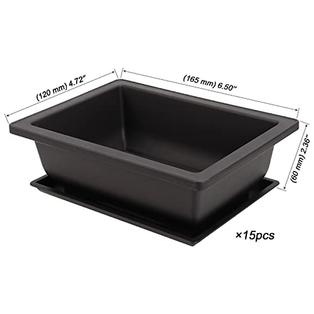 MOUYAT 15 PCS 6.5 Inch Bonsai Training Pots, Rectangular Plastic Bonsai Tree Growing Large Planter Pot for Plants, Garden, Yard, Office, Balcony, Home Decoration