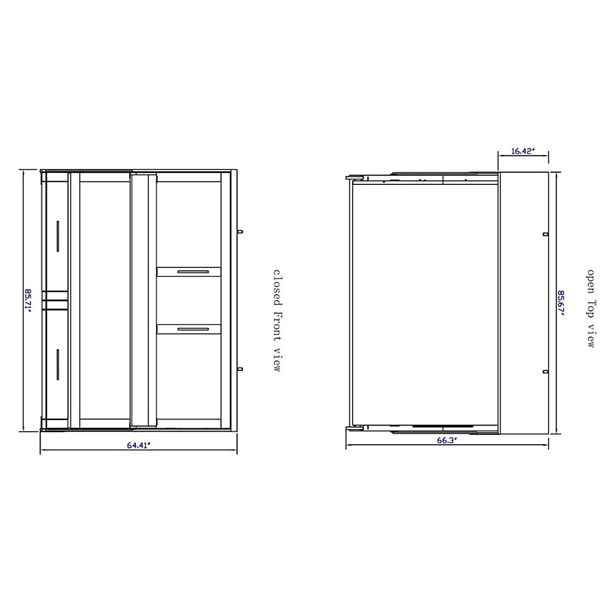 RoomAndLoft Brentwood Lateral Queen Solid Wood Murphy Deskbed in White