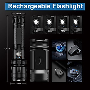 MILAOSHU Rechargeable Flashlights 900,000 High Lumens - 2 Pack, Super Bright LED Flash Light with 5 Modes, 12 Hour Brightest Waterproof Handheld Flashlight for Home, Camping