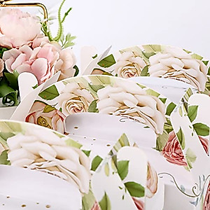 SOSFKIM Gable Treat Boxes Large 24 Pack - Floral Party Favor Boxes Bulk Embossed Foil 6.3x 3.5x 3.5in - Goodie Gable Boxes for Baby Shower, Wedding, Birthday