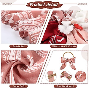 Baby Muslin Swaddle Blanket with Headbands Soft Unisex Cotton for Boys Girls Baby Swaddle Blanket Newborn Boho Rainbow Earthy Solid Color