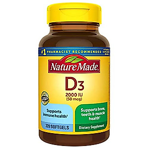 Nature Made Vitamin D3 2000iu 320 Ct. Soft Gels (Packaging May Vary)