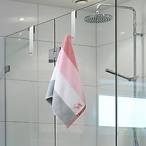 FYY Shower Door Hooks - 2 Pack 7" Over Door Towel Hooks for Bathroom Frameless Glass Shower Door, Heavy Duty Non-Slip Stainless Steel Hooks Rack for Robe Towel Sliver