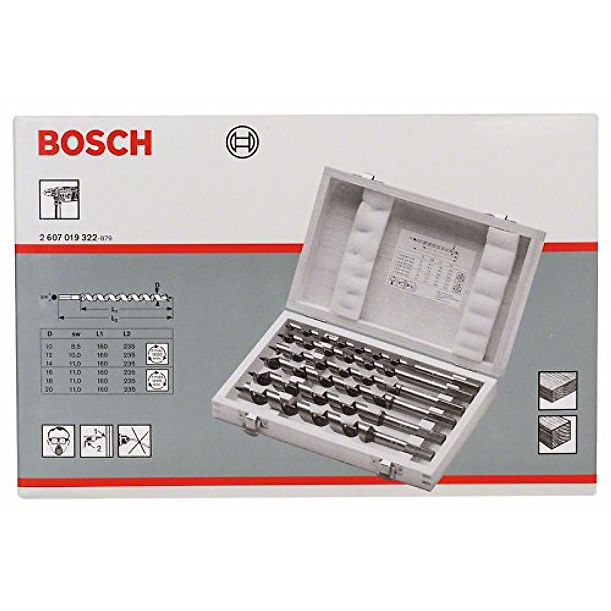 Bosch Professional 2607019323 Auger bit-Hex Shank 6pc 450mm, Black/Silver, 450 mm