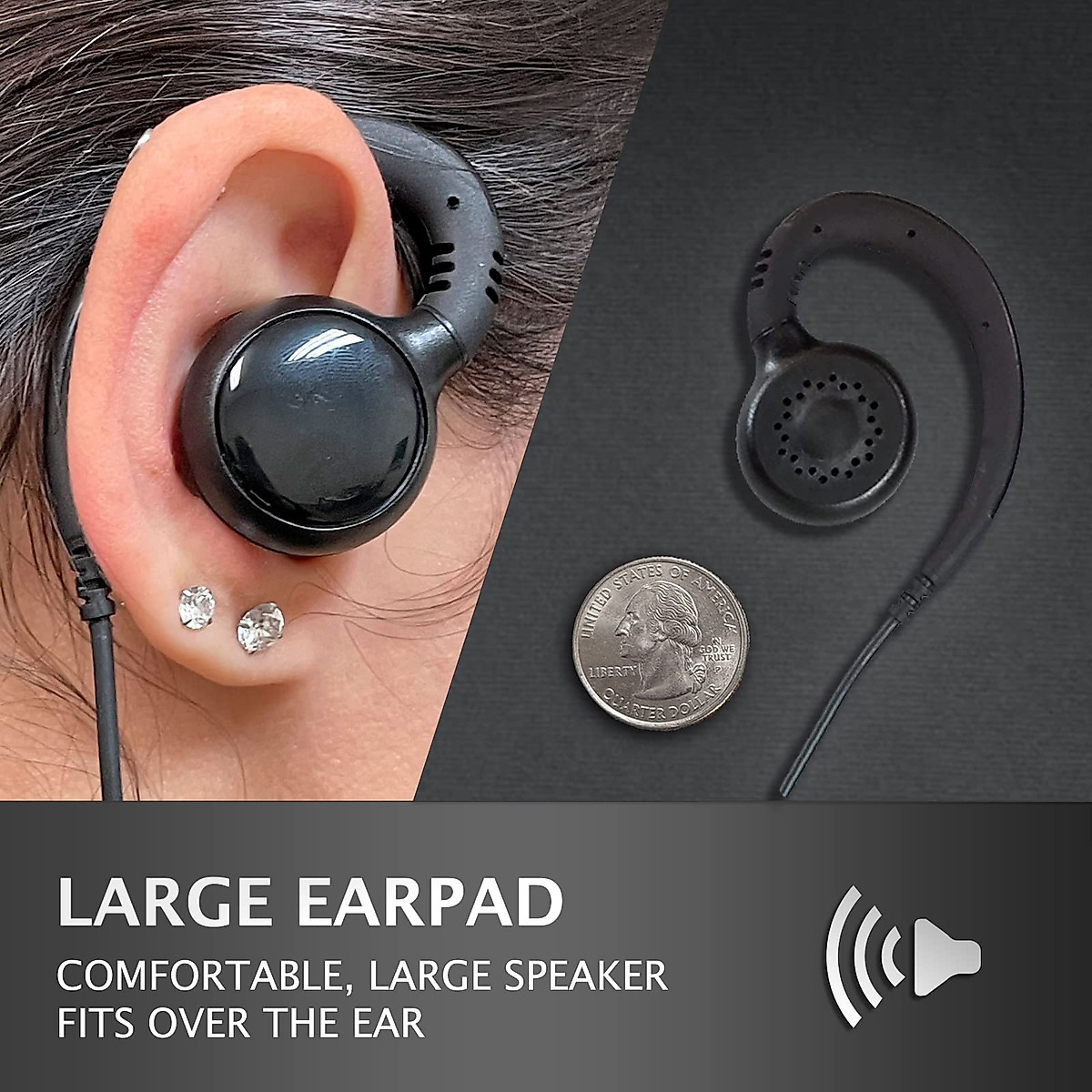 PROMAXPOWER [10-Pack] 1-Wire C-Shape Swivel Earpiece Headset with PTT Button Mic for Motorola Two-Way Radio Walkie Talkies CP110, CP150, CP200, CLS1110, CLS1410, EP450, GP308, RDM2070D