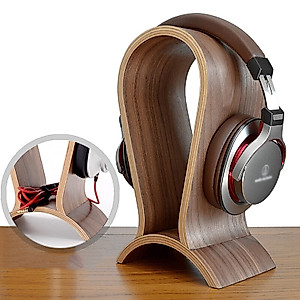 ZLASS Headphone Stand Classic Wooden Headphone Headset Stand Walnut Solid Wood Hanger Headset Display Gaming Headphone Display（Arch Bridge Type） PC Gaming Headset Stand