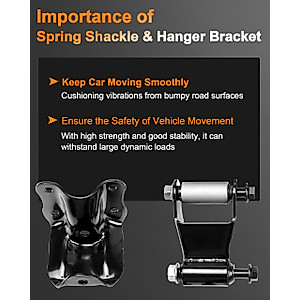 USTAR Rear Leaf Spring Shackle Hanger Bracket Kit Fit for Ford Ranger 1986-2011, Mazda B2300/B3000/B4000 1994-2010, Mazda B2500 1998-2001 722-001 722-010 (4Pc Pack)