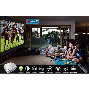 RamboN Native 1080P Full HD 4K Supported Movie 5G WiFi Projector, , 9500L Smart Projector,Support 4D Keystone Correction, Zoom, PPT