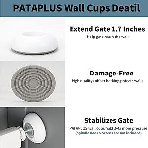 PATAPLUS 4 Pack Baby Gate Wall Protector, Safety Protect Walls & Doorways for Pet & Dog Gates, More Stable Pressure Mounted Extra Wide Baby Gate, Fit for Wall,Doorway, Baseboard, Stairs
