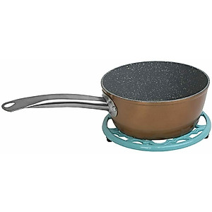 Cast Iron Trivet for Serving Hot Pots, Pans, Holder Lattice Beautiful Countertop Decor Heat Resistant Turquoise