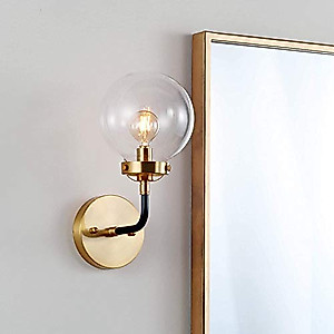 JONATHAN Y JYL9009A Caleb 1-Light 6" Brass Wall Sconce Contemporary Reversible for Bedroom Livingroom Bathroom Hallway, Brass Gold/Black