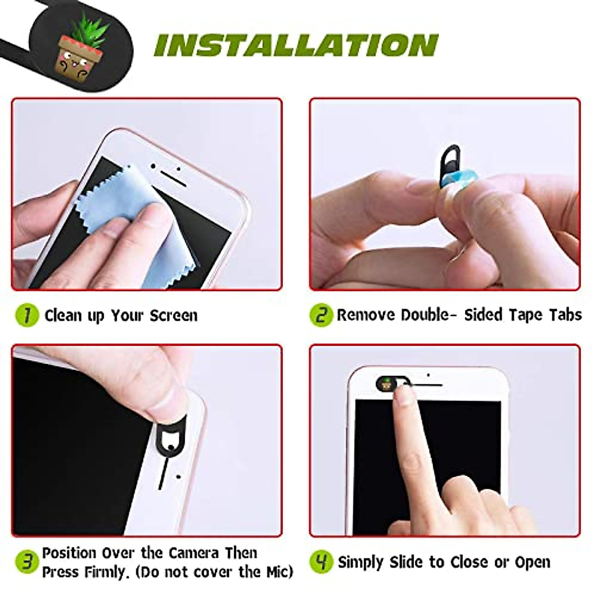 Anoys Webcam Cover (6 Pcs) Ultra-Thin Camera Cover Privacy Protector, Cover Slide for Laptop, Mac, MacBook Air, iPad, PC, Cell Phone, Webcam Covers Laptop (Green Bonsai