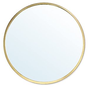 ZENIDA Round Wall Mirror,24-inch Large Circle Mirror,Gold Metal Framed Wall-Mounted Bathroom Mirror,Decorative Round Mirror for Bathroom Decor,Vanity Bedroom,Living Room,Entryway
