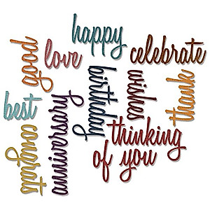 Sizzix SIZ660223 Tholtz Thinlits Die Celebration Words Scrpt Tholtz Thinlits Die , White