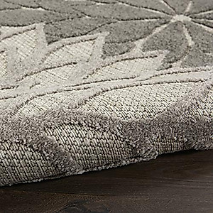 Nourison Aloha Indoor/Outdoor Floral Silver Grey 6' x 9' Area Rug, (6' x 9')