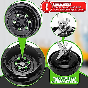 Ninja Blender Cups Replacement Blades - 6 Fin Ninja Replacement Blades Black and Decker Blender Parts Ninja Blender Cup for Bl Series - Ninja Blender Blade 16Oz Ninja Blades Replacement Cup Blender