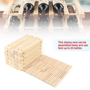 VPABES 20 Bottles Wine Rack Holder, Floor Table Standing Solid Wood Wine Rack, DIY Stackable Modular Wine Bottle Display Storage Organizer Shelf for Home Kitchen Restaurants