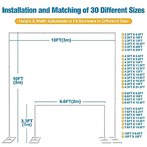 Fomcet 10FT x 10FT Backdrop Stand Heavy Duty with Base, White Portable Adjustable Pipe and Drape Backdrop Stand Kit, Square Metal Arch Party Frame for Wedding Birthday Parties Banquet Decorations