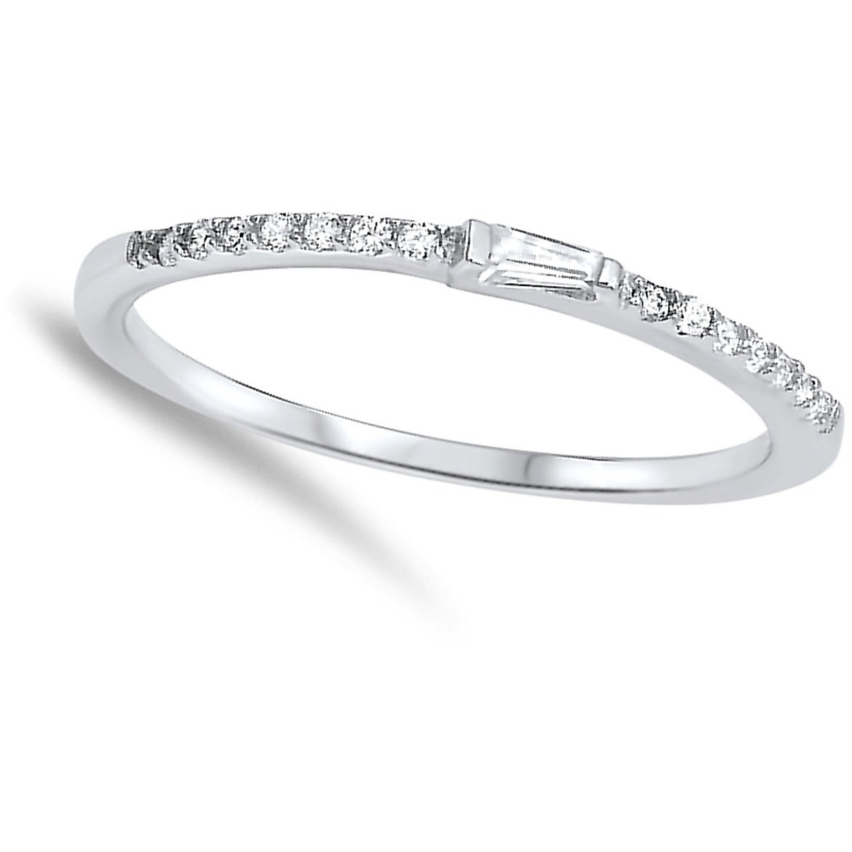 Thin White CZ Wedding Ring New .925 Sterling Silver Stackable Band Size 8