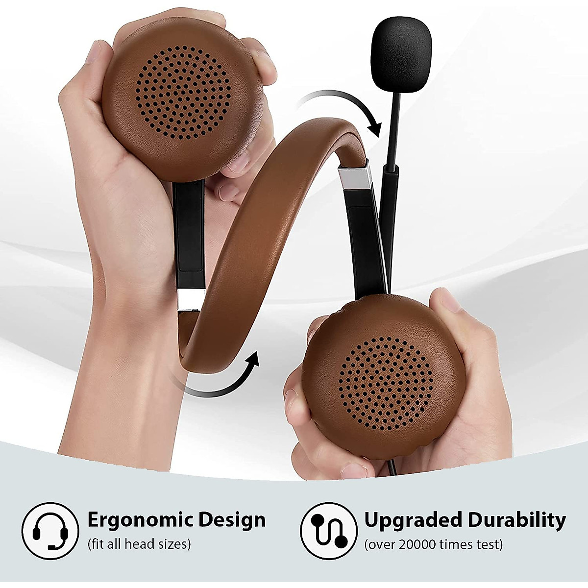 USB Headset with Microphone, Ultra Comfort Over-Ear Wired Headphones with Noise Cancelling Mic, Computer Headset with in-line Control for PC Laptop Home Office Online Class Skype Zoom