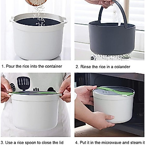 AXIM Rice Cooker for Microwave,2 L Rice Maker Microwave Pasta Cooker,Microwave Cooker Steamer with Strainer,Dishwasher Safe (Green)