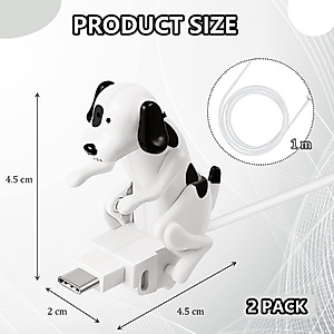 Frienda 2 Pcs Dog Charging Cable Dog Smartphone USB Cable Charger USB Data Transmission Dog Cable for USB Charging Cable of Phones Only Compatible with Type-c(White,Spot Style)