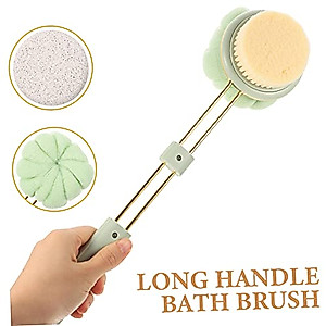 Healvian 5 Sets Double Sided Shower Brush Body Massage Tools Massaging Tools Body Exfoliator Brush Handled Scrub Brush for Shower Back Scrubber for Shower Dry Skin Long Handle Back Scrubber