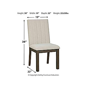 Signature Design by Ashley Dellbeck Contemporary Upholstered Channel Stiched Dining Chair, 2 Count, Beige