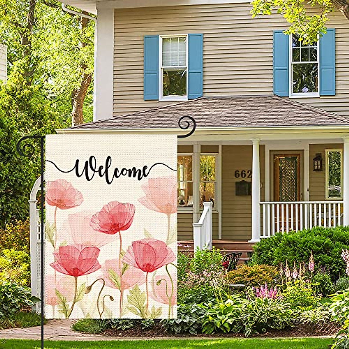 AVOIN colorlife Corn Poppies Garden Flag 12x18 Inch Double Sided Outside, Spring Memorial Floral Welcome Yard Outdoor Flag